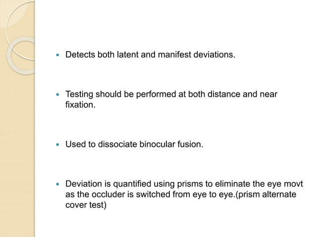 Cover tests | PPTX | Eye and Vision Conditions | Diseases and Conditions