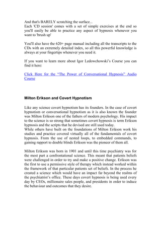 Covert Hypnosis Techniques pdf | PDF