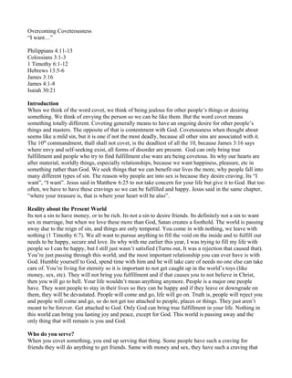 Overcoming Coveteousness | DOC | Christianity | Religion & Spirituality