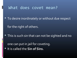Covetousness- an invisible sin | PPT