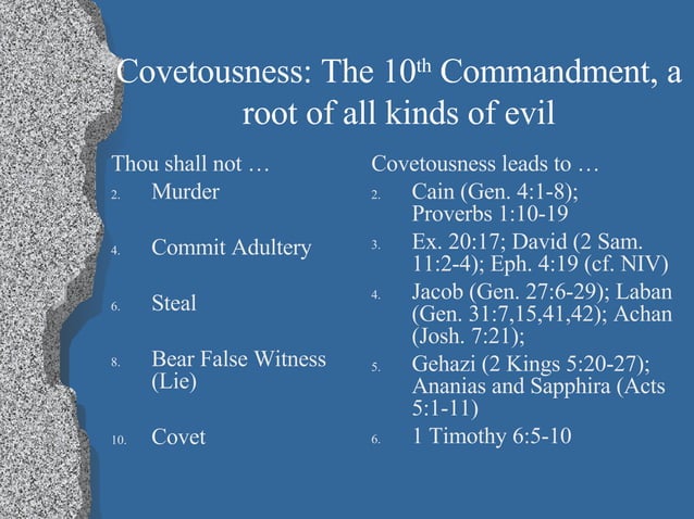 Covetousness: The Tenth Commandment | PPT