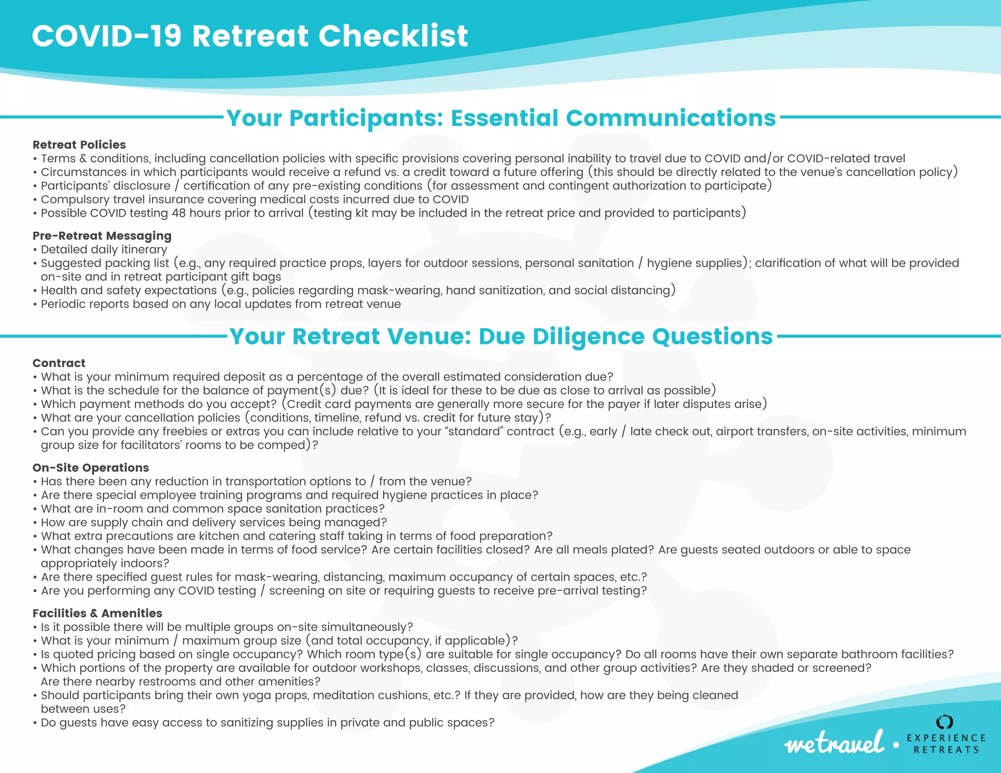 Covid 19 Retreat Planning Checklist | PDF