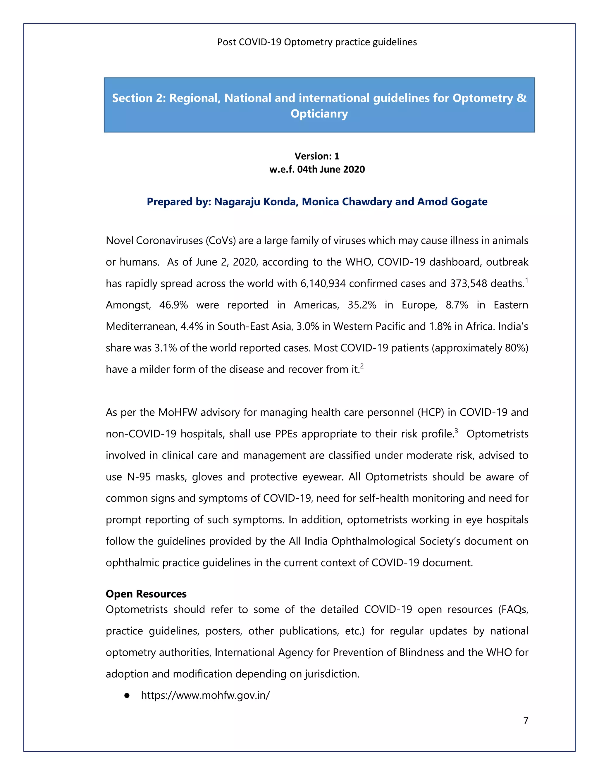 Covid 19 optometry practice guidelines | PDF
