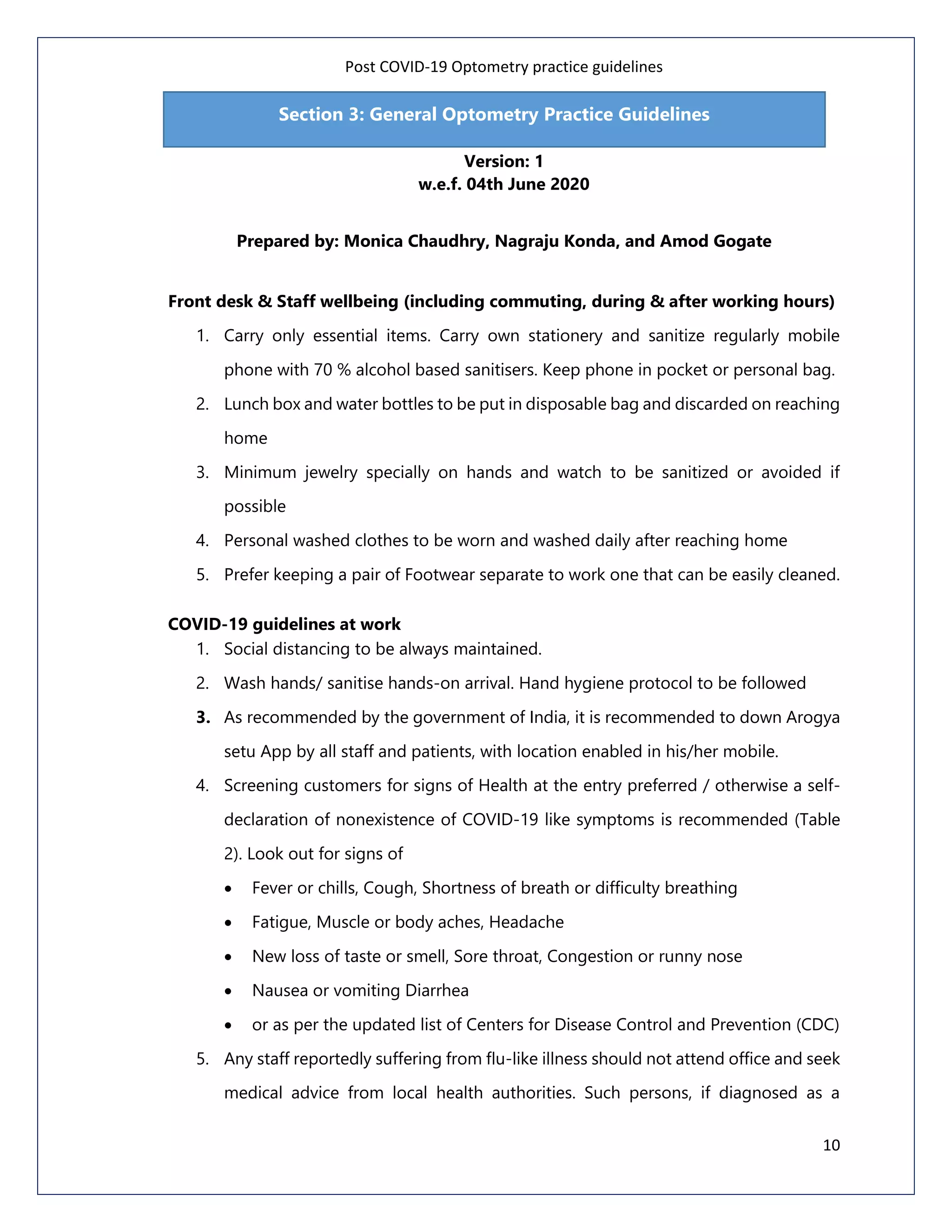 Covid 19 optometry practice guidelines | PDF