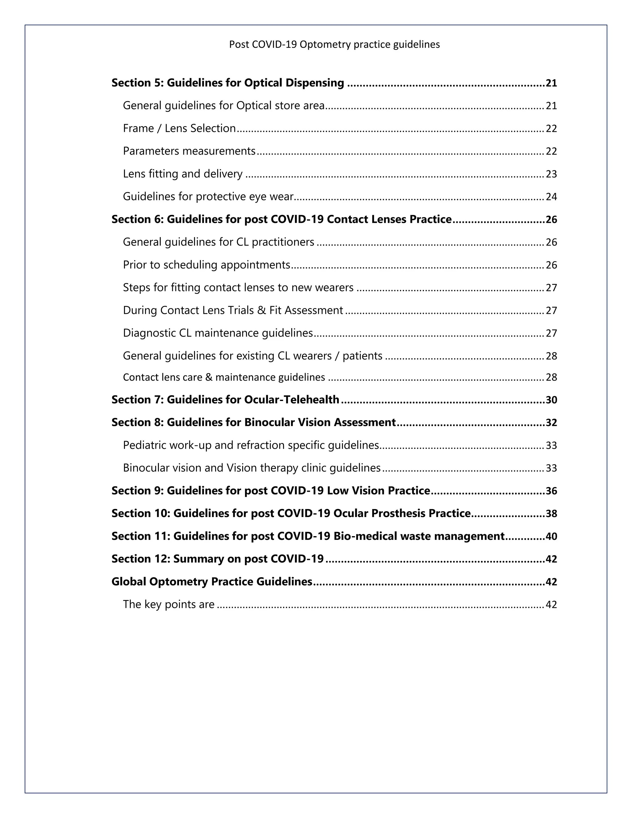 Covid 19 optometry practice guidelines | PDF
