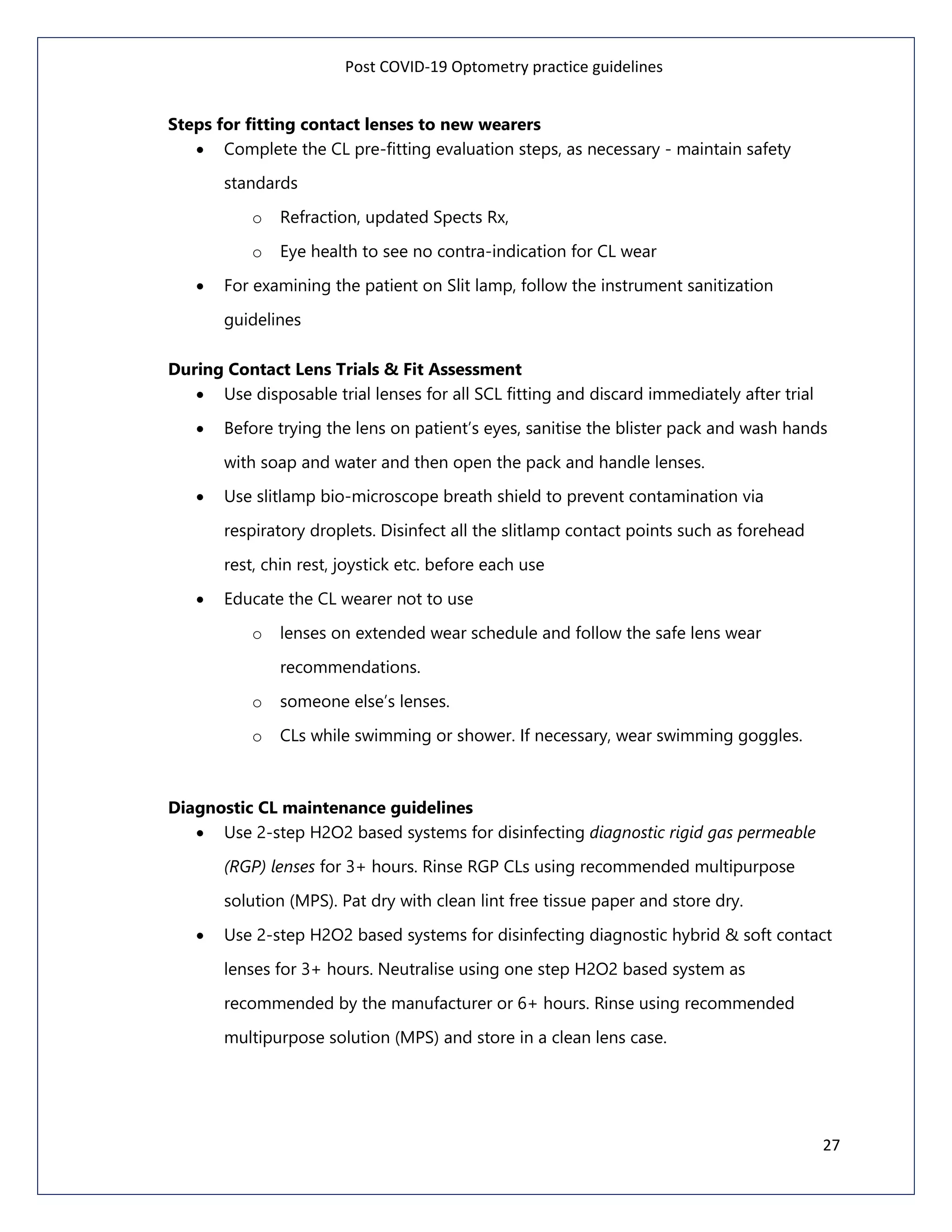 Covid 19 optometry practice guidelines | PDF