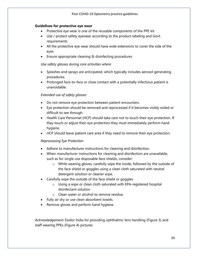 Covid 19 optometry practice guidelines | PDF | Eye and Vision ...