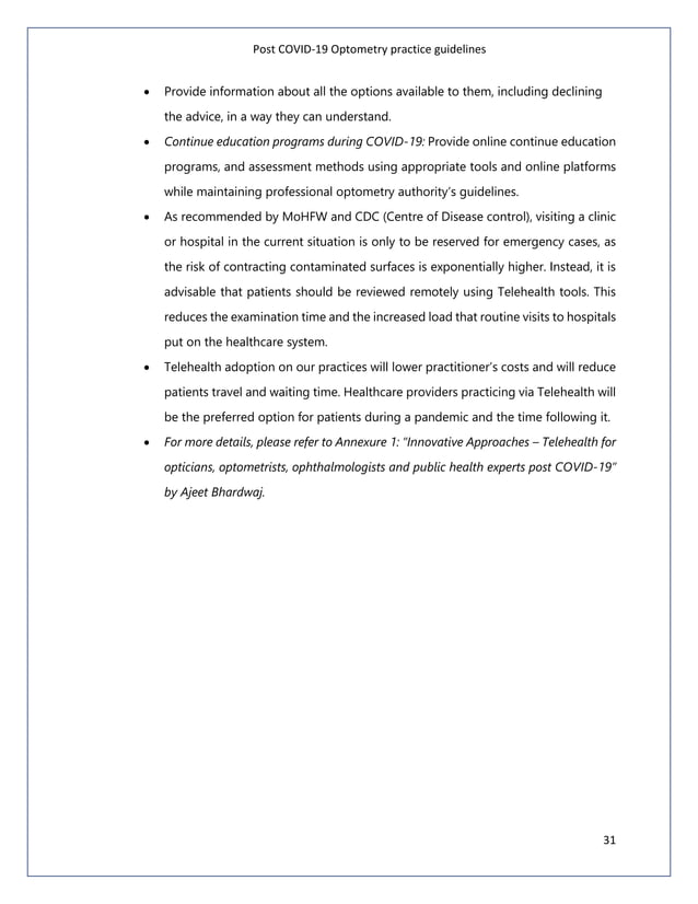 Covid 19 optometry practice guidelines | PDF | Eye and Vision Conditions | Diseases and Conditions