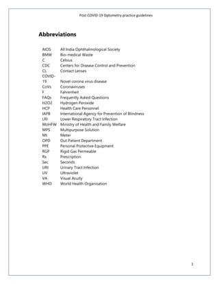 Covid 19 optometry practice guidelines | PDF