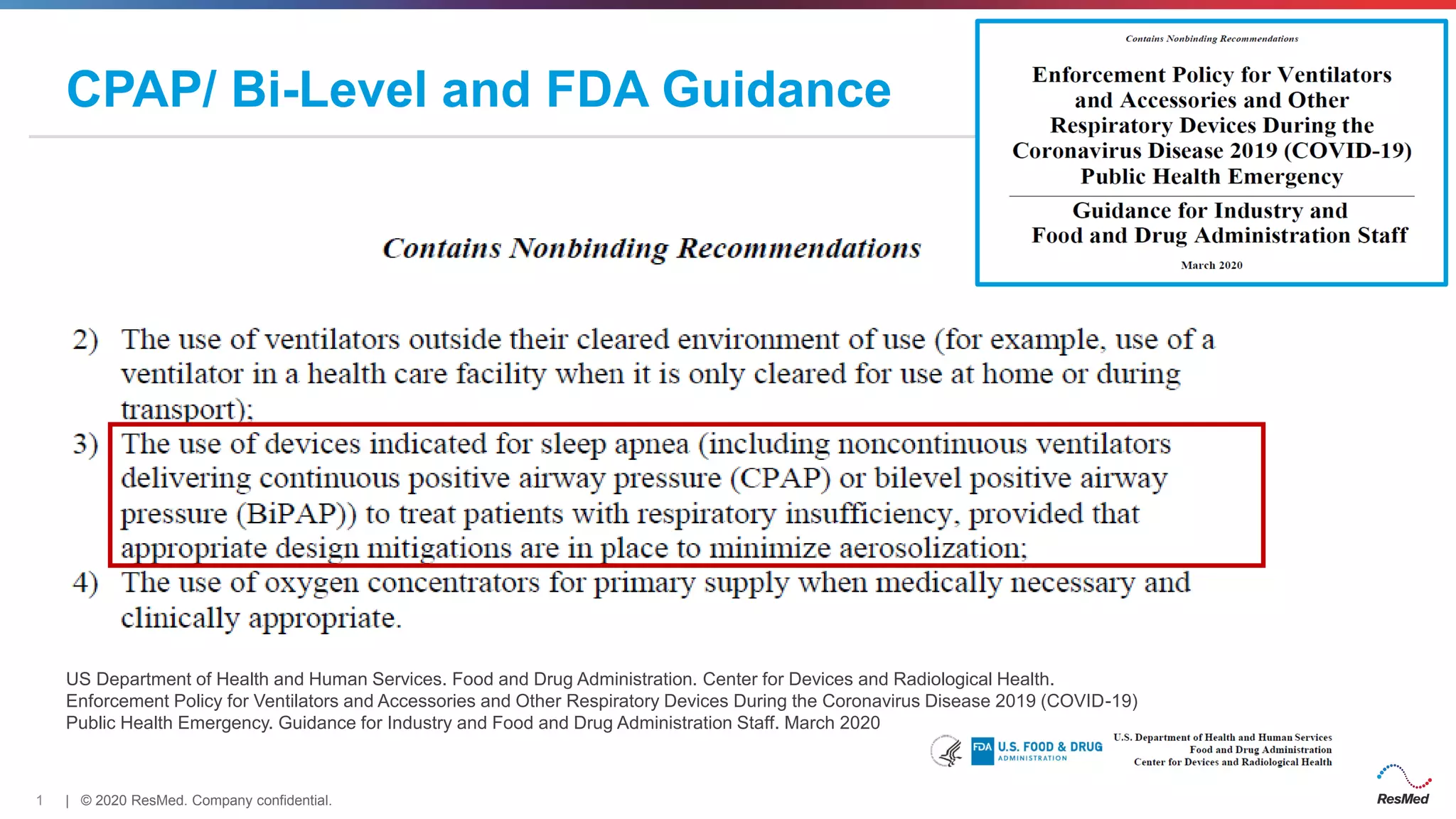 Covid19 - FDA guidance on CPAP usage | PPT