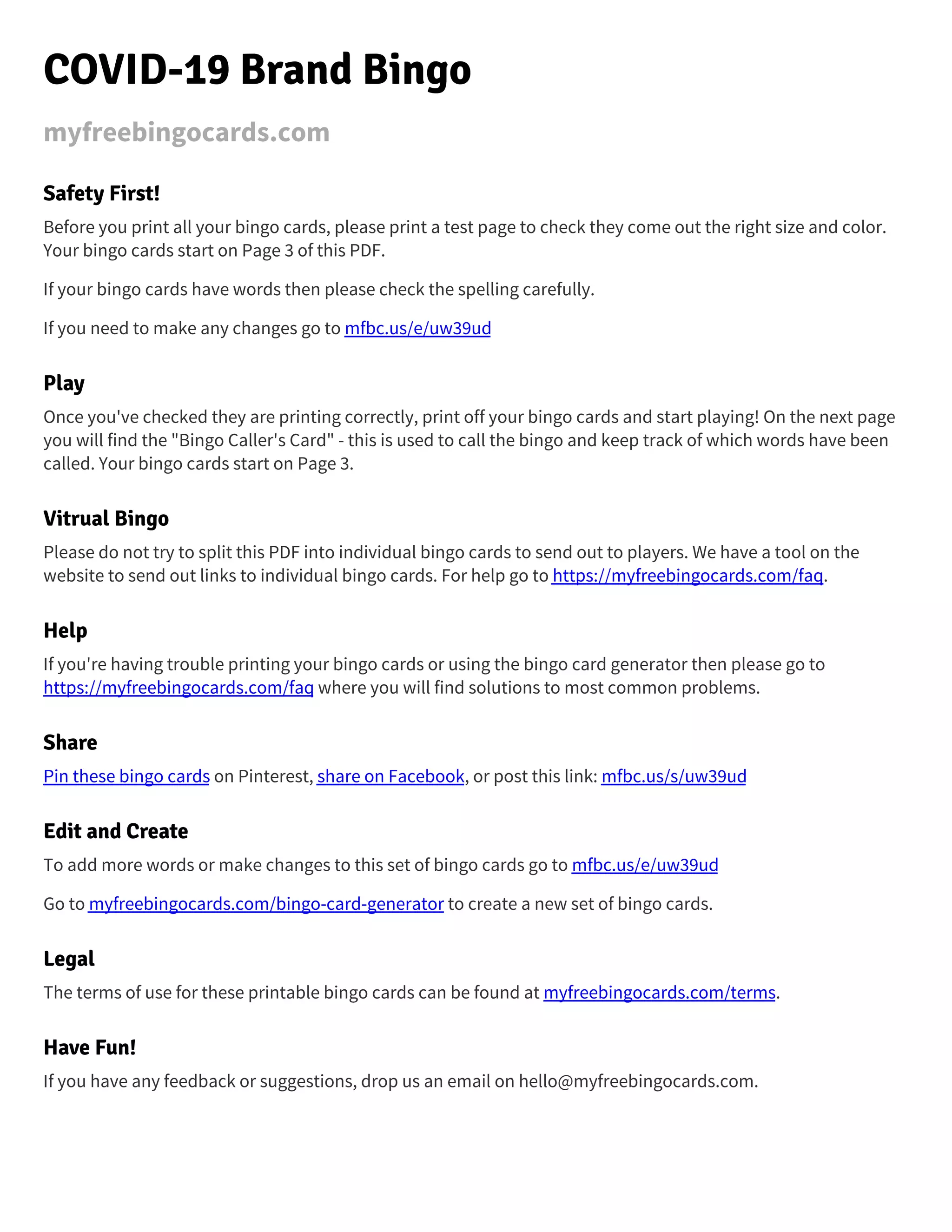 Covid19 brand bingo | PDF