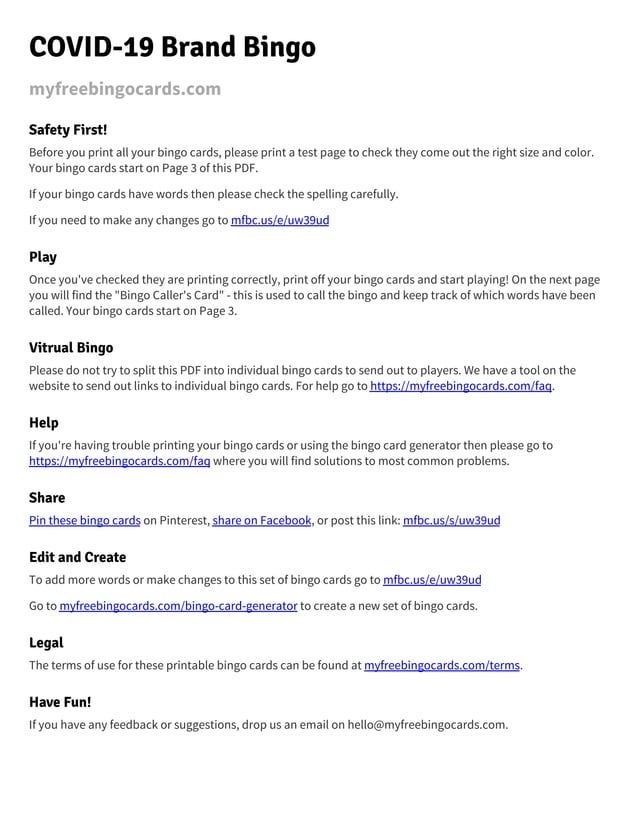 Covid19 brand bingo | PDF