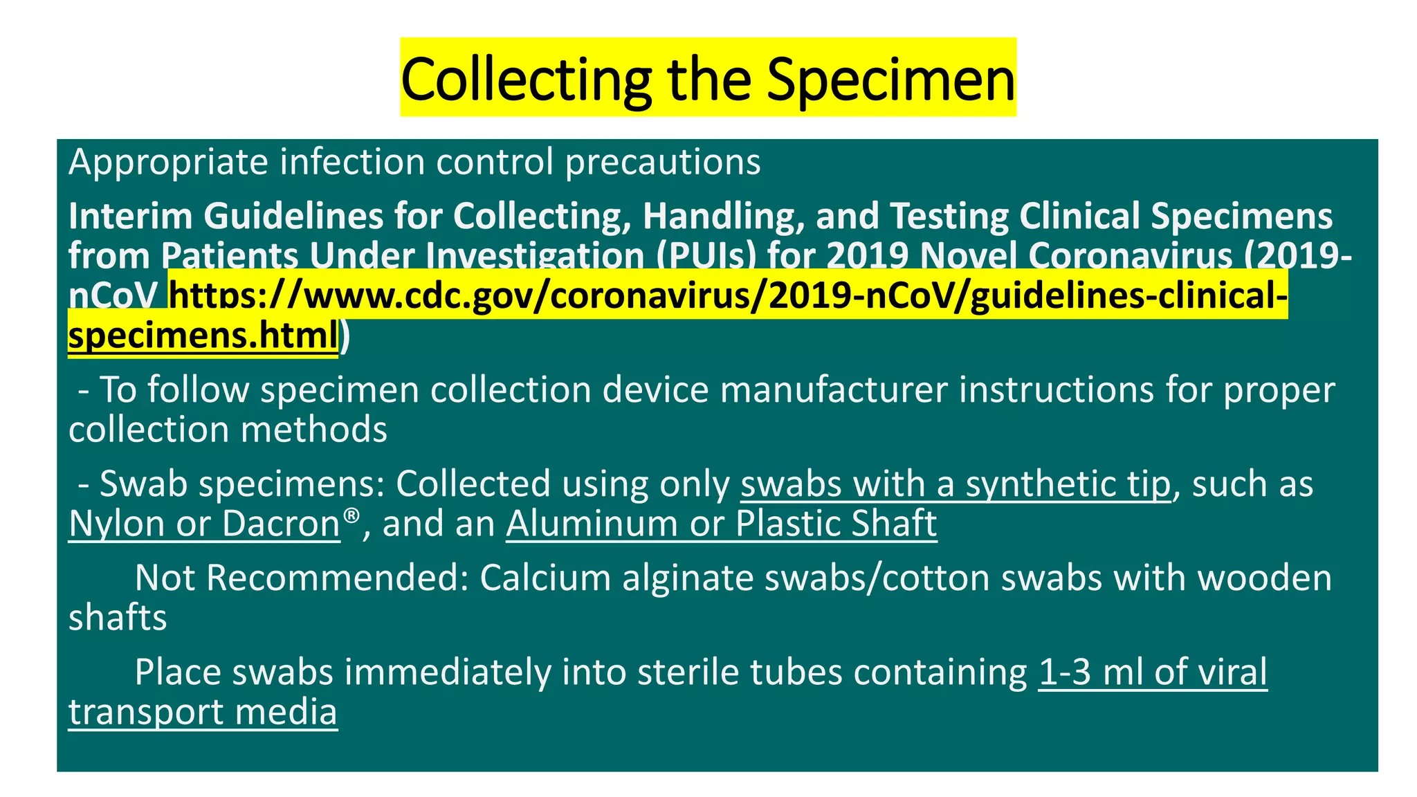 Covid 19 sample collection and diagnosis | PPTX