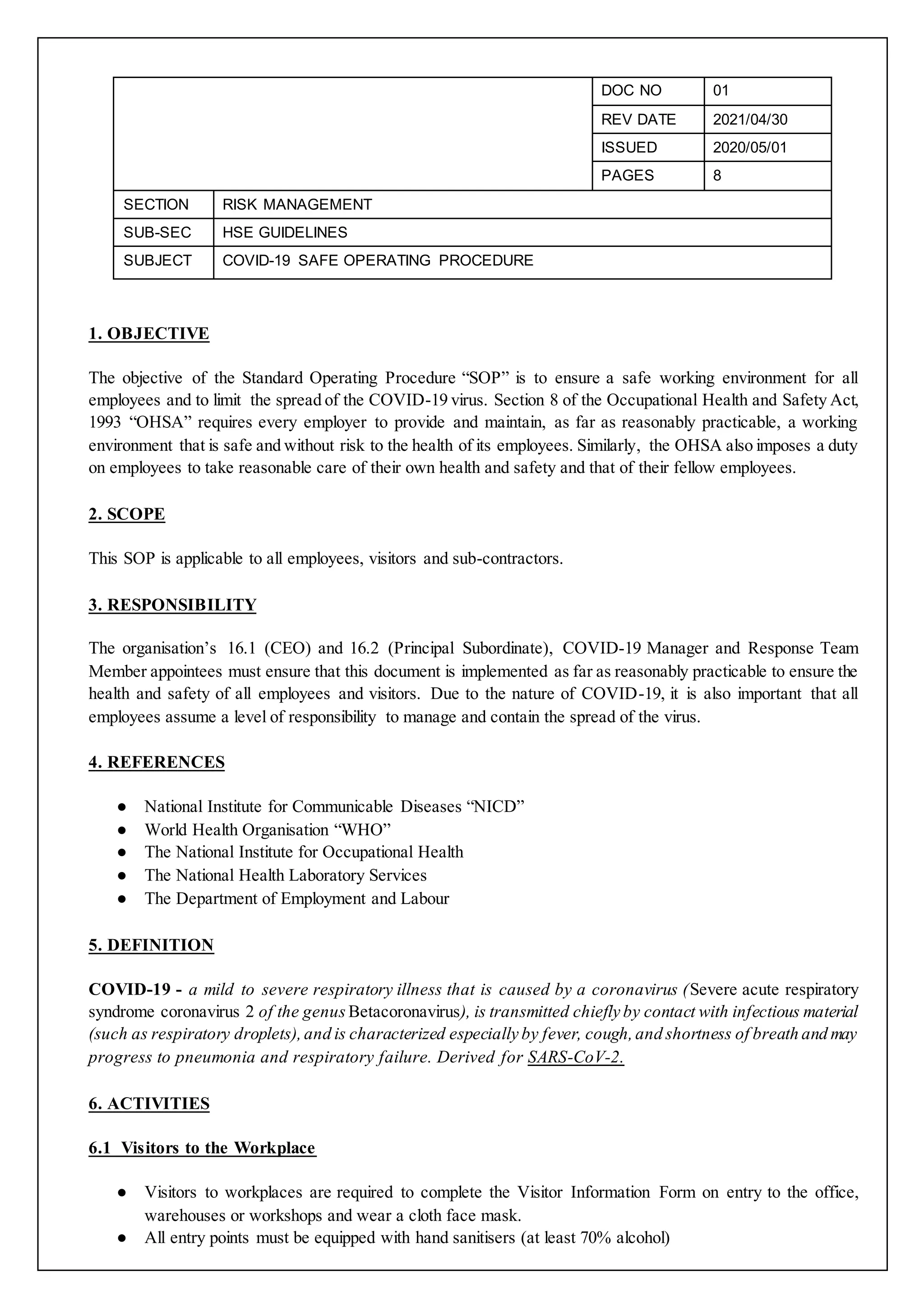 Module 2- Covid 19 sop | DOCX