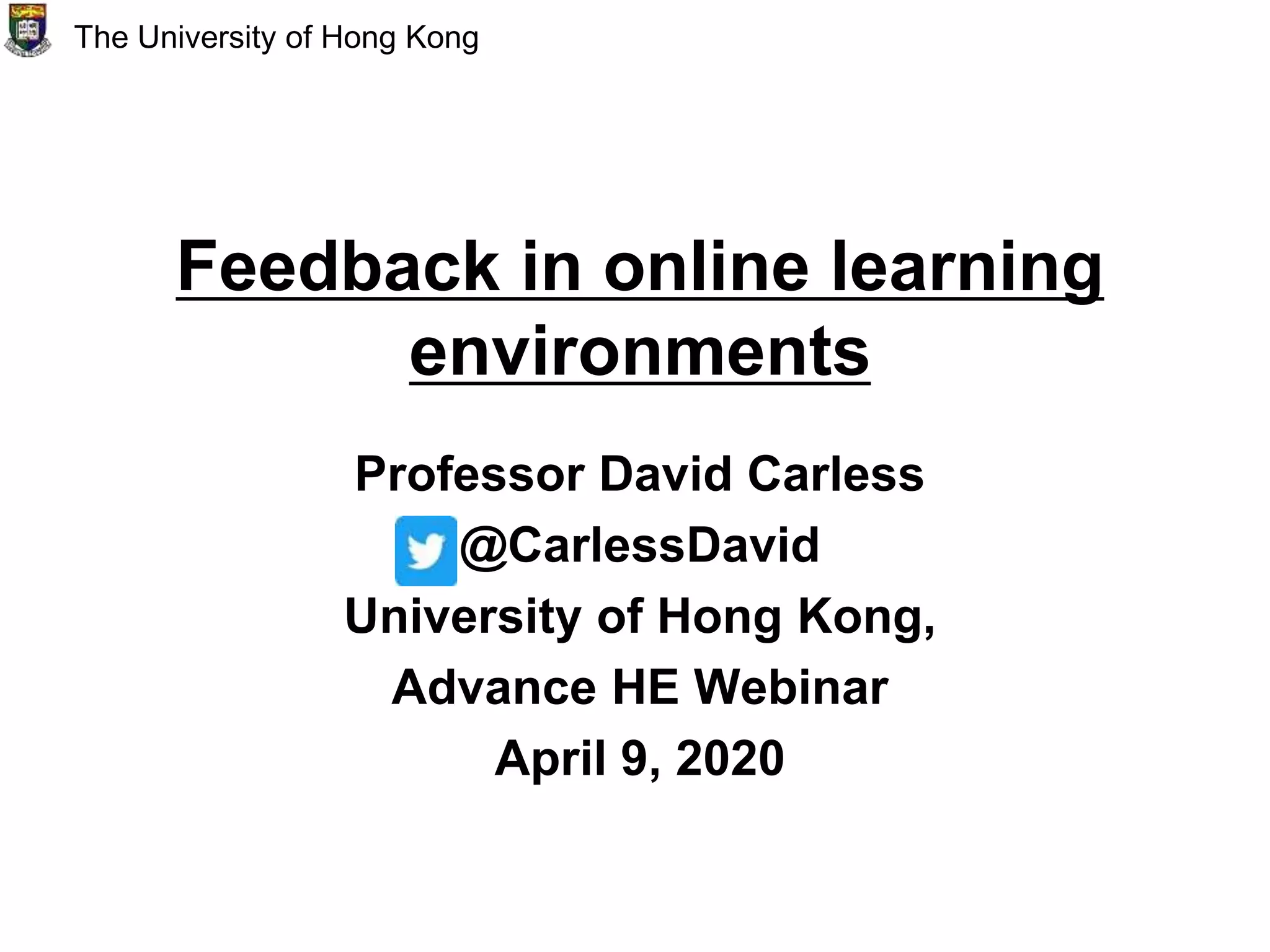 Feedback in online learning environments | PPT