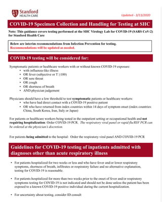 Stanford Health Care COVID Test Guide | PDF | Healthcare Industry ...