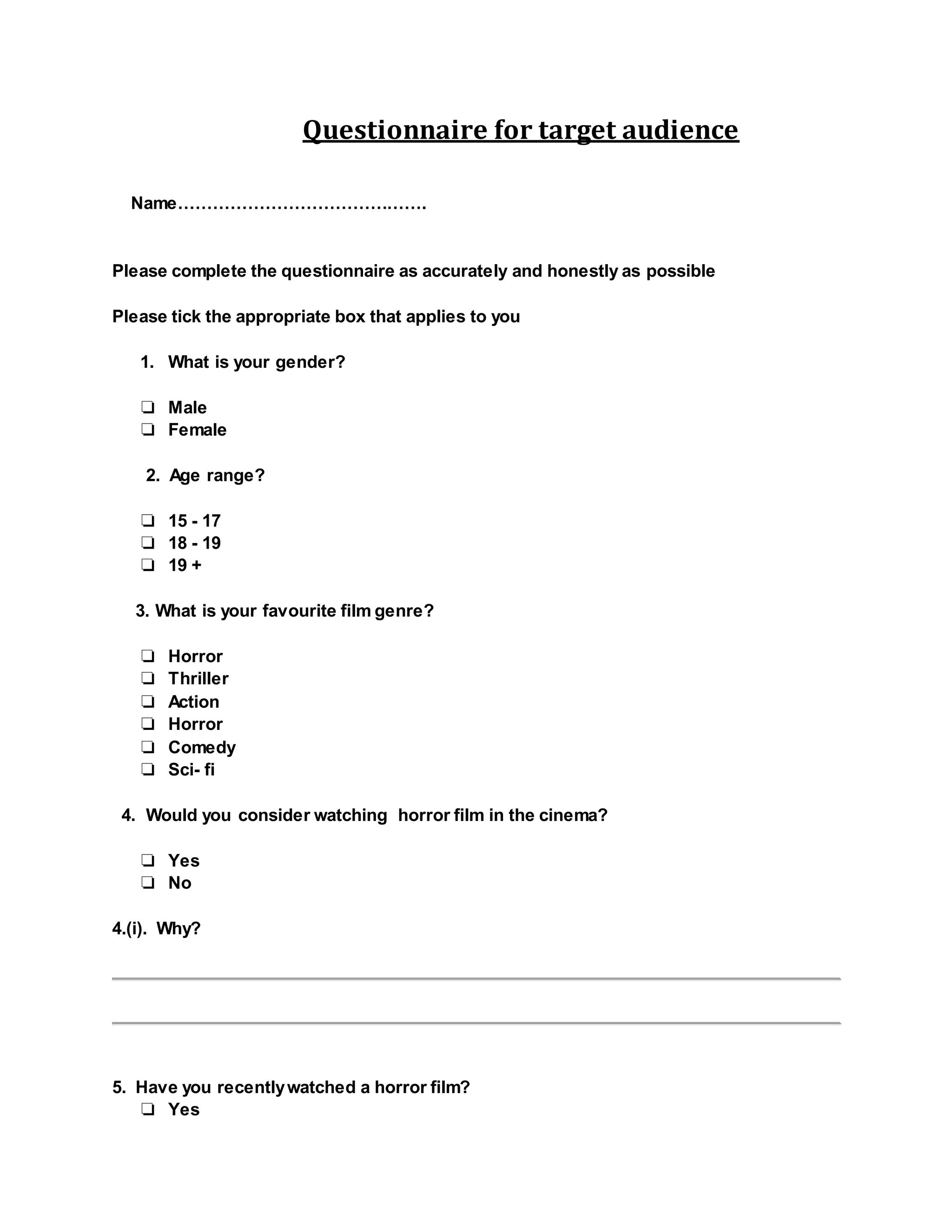 Questionnaire for target audience | DOCX