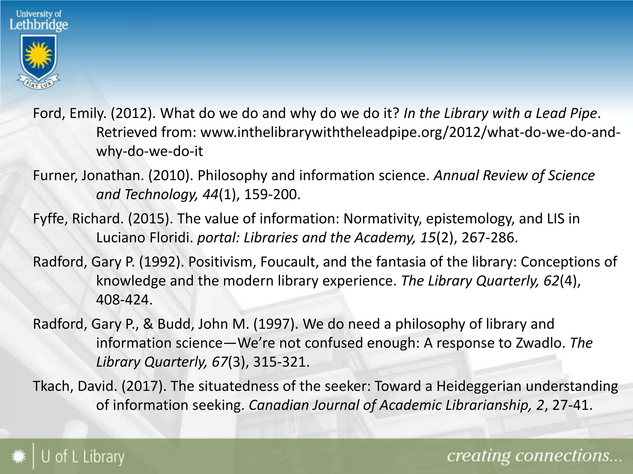 In Search of Library Philosophy | PDF