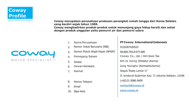 PT Coway International Indonesia | PPTX | Home Appliances | Home & Garden