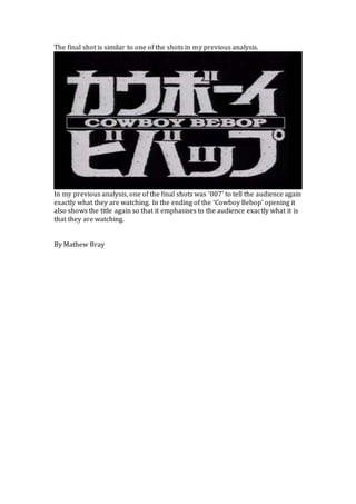 Cowboy bebop opening analysis | DOCX