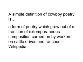 Cowboy poetry | PPT