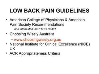 Imaging for back pain | PPT