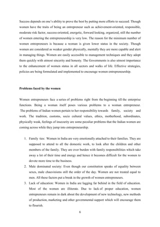 Project on Women entrepreurnship | DOCX | Small and Medium-sized ...