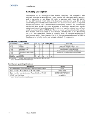 Cowen and company report - ONTY | PDF | Lung and Respiratory Health ...