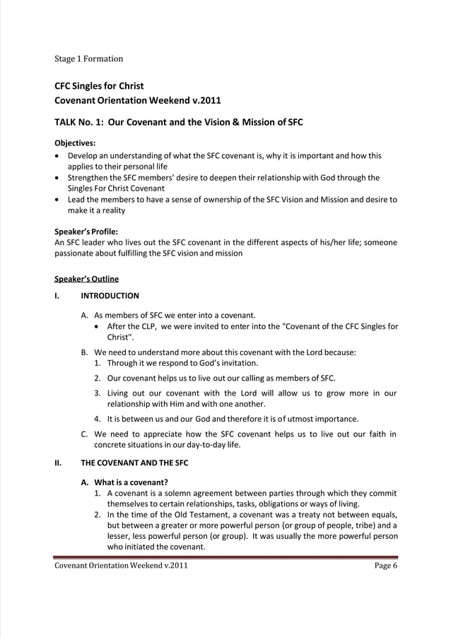 Covenant Orientation Weekend Manual | PDF
