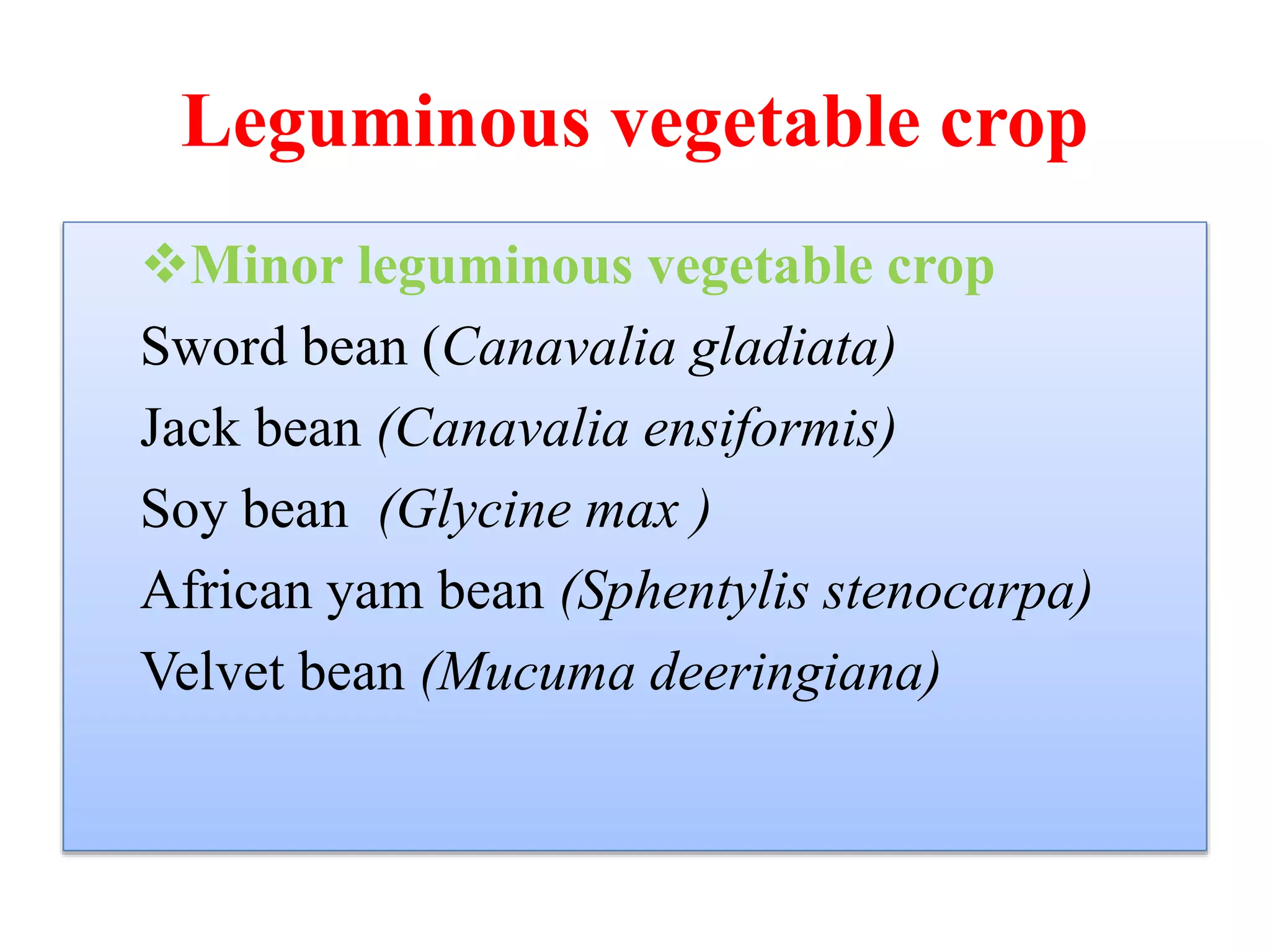 Production Thechnology of Leguminous Summer Vegetables | PPTX