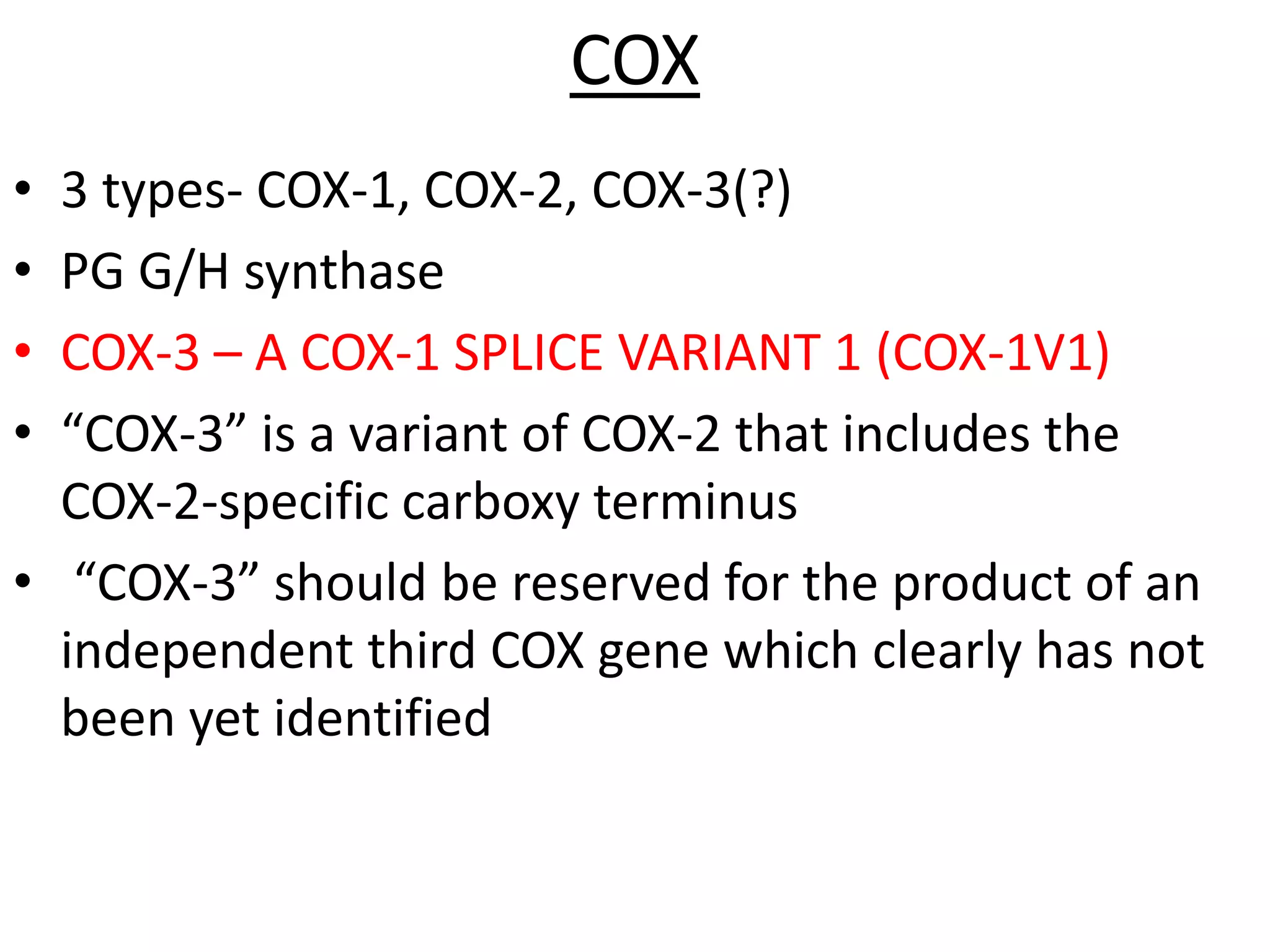 NSAIDS ,Cox enzymes, Physiology,and Pharmacological modulation | PPTX