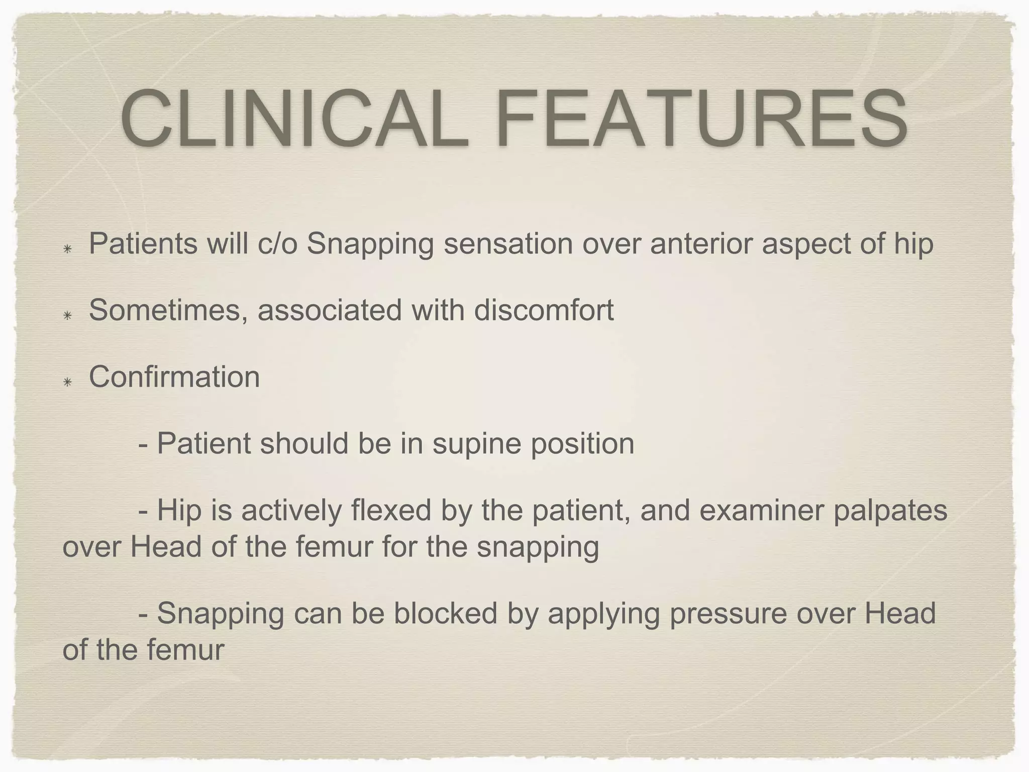 Coxa sultans - External Snapping Hip | PPTX