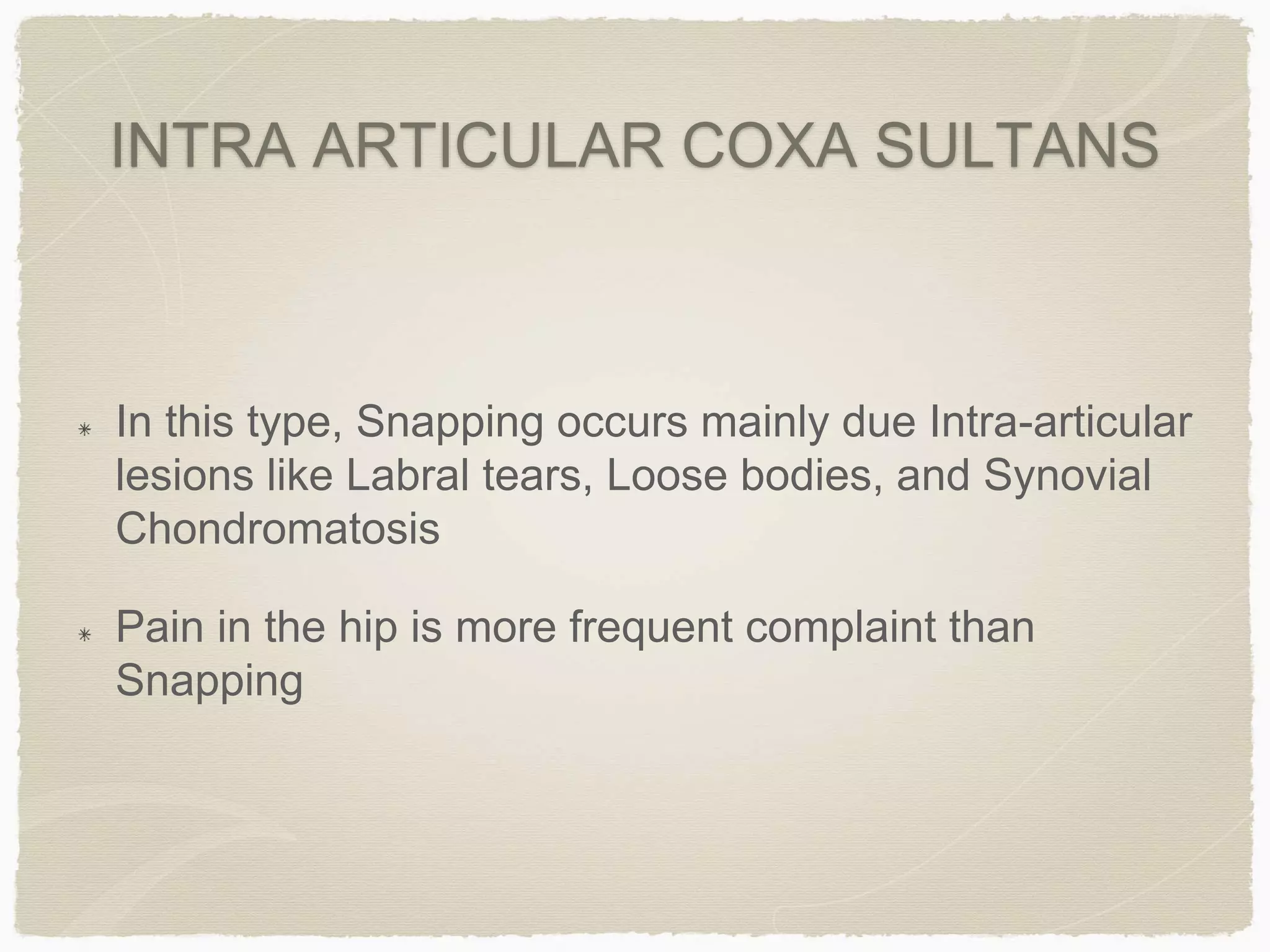 Coxa sultans - External Snapping Hip | PPTX