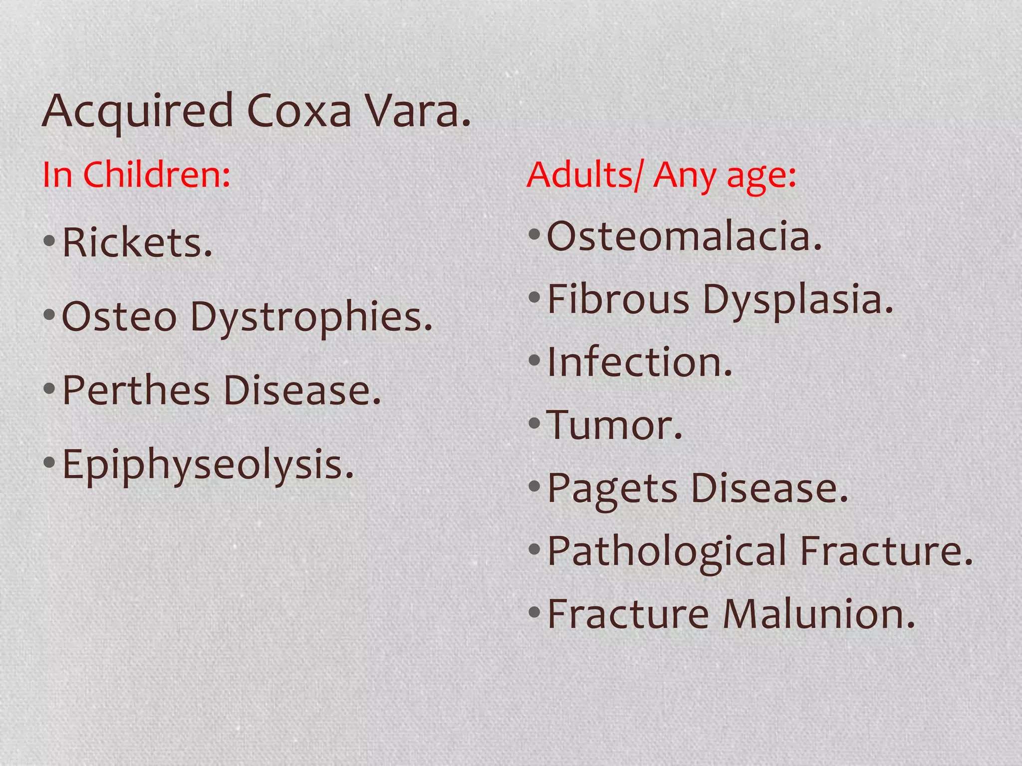 Coxa Vara, Genu VArum & Valgum. Under Gradts. | PPTX