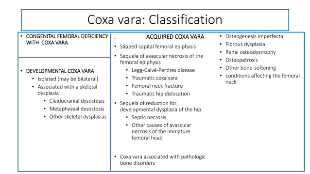 COXA VARA AND COXA VALGA, DEVLOPMENTAL COXA VARA.pptx | Death, Injury, or Military Conflict ...
