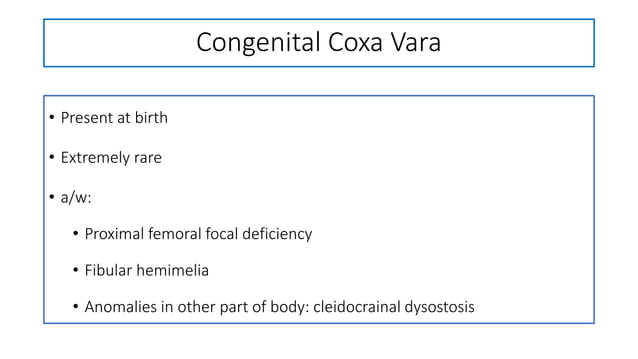 COXA VARA AND COXA VALGA, DEVLOPMENTAL COXA VARA.pptx | Death, Injury, or Military Conflict ...
