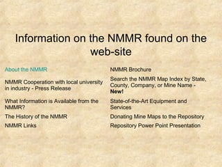 National Mine Map Repository | PPT