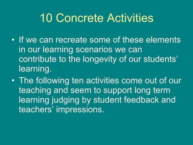 Coyle_10 Concrete Classroom Activities | PPT