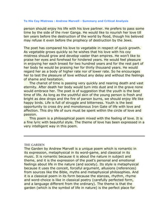 Coy mistress | DOC | Poetry | Books and Literature