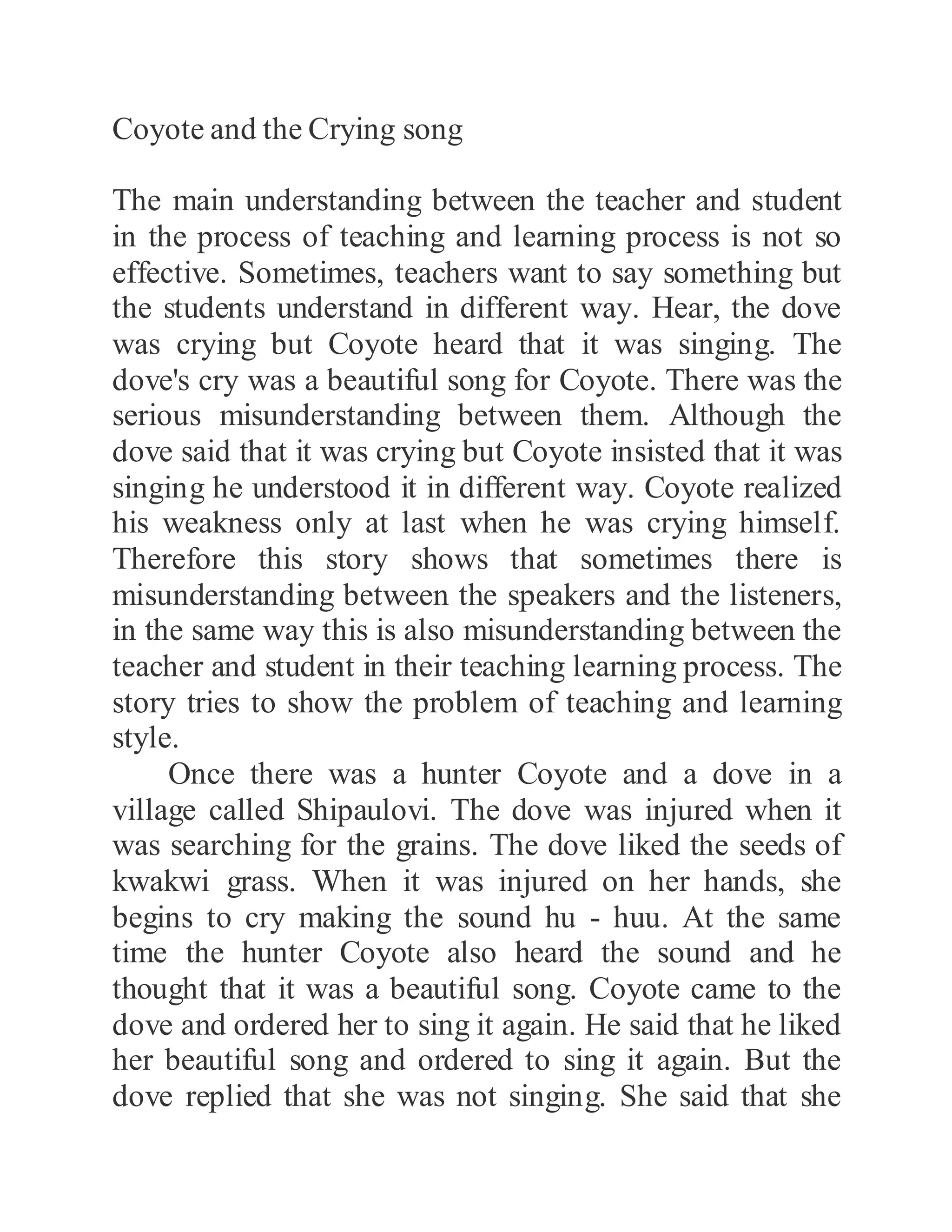 Coyote and the crying song | DOCX