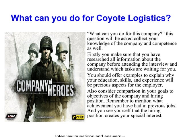 Coyote logistics interview questions and answers | PPT | Free Download