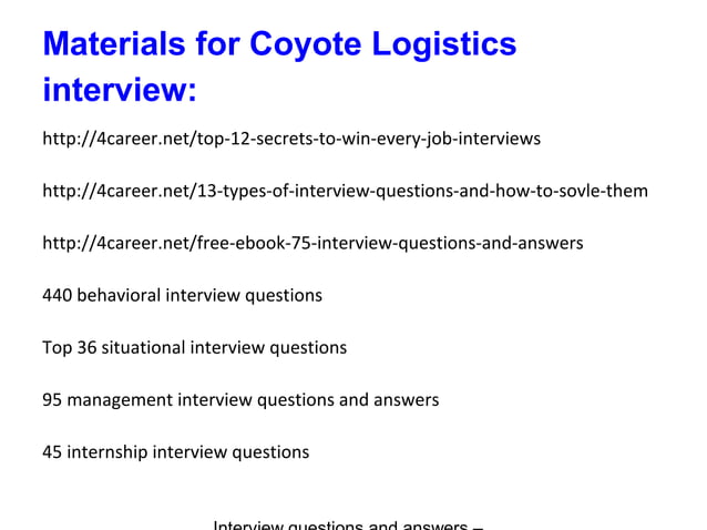 Coyote logistics interview questions and answers | PPT