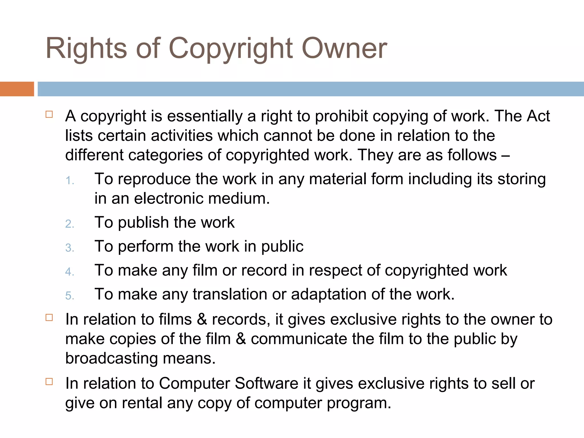 A presentation on Copyright & Copyright Infringement | PPT