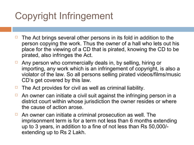 A presentation on Copyright & Copyright Infringement | PPT | Law