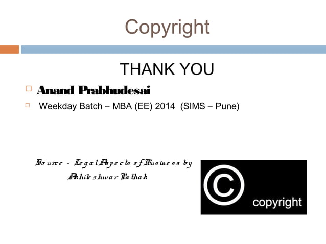 A presentation on Copyright & Copyright Infringement | PPT | Law