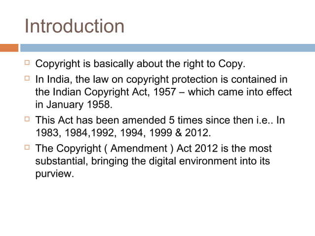 A presentation on Copyright & Copyright Infringement | PPT | Law