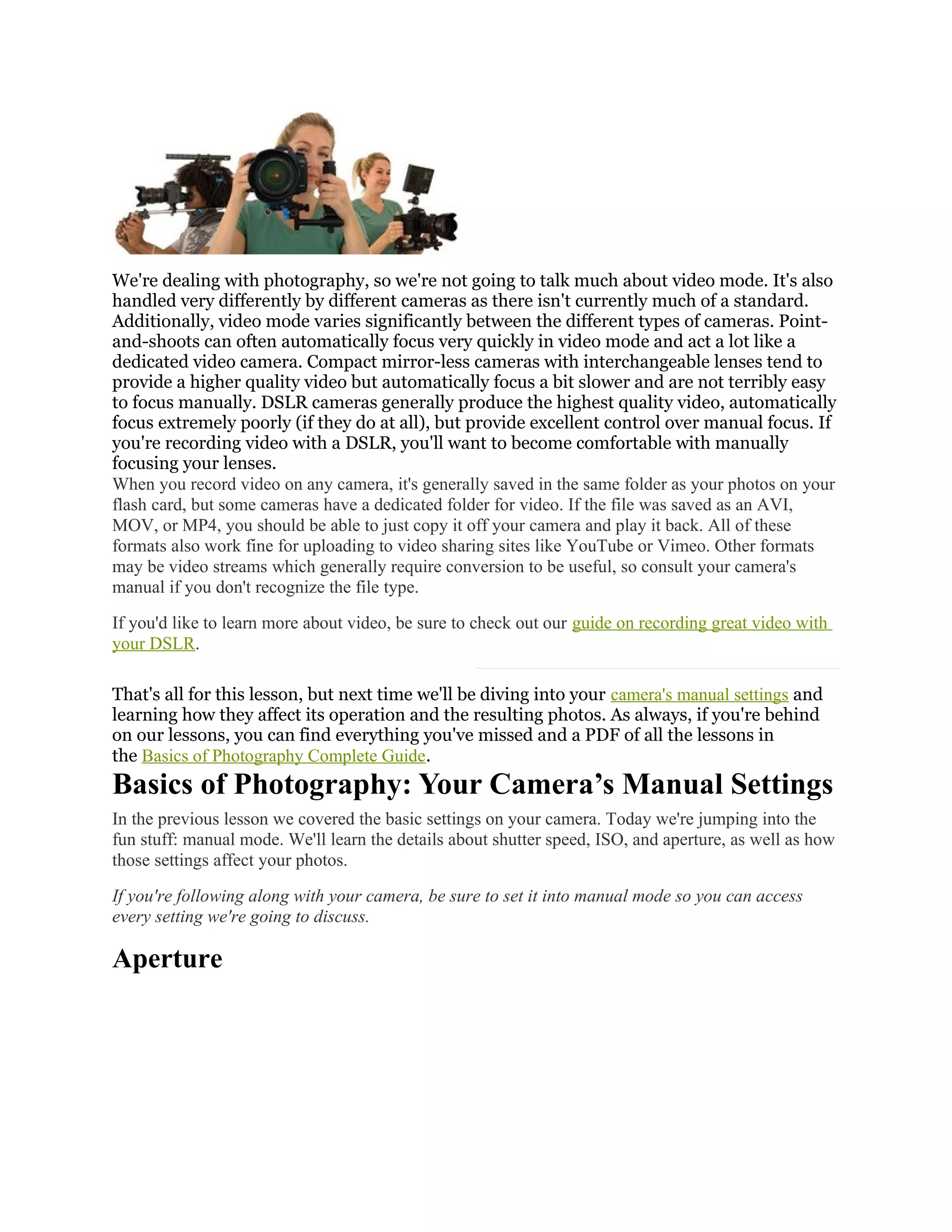 Basics of photography | DOC