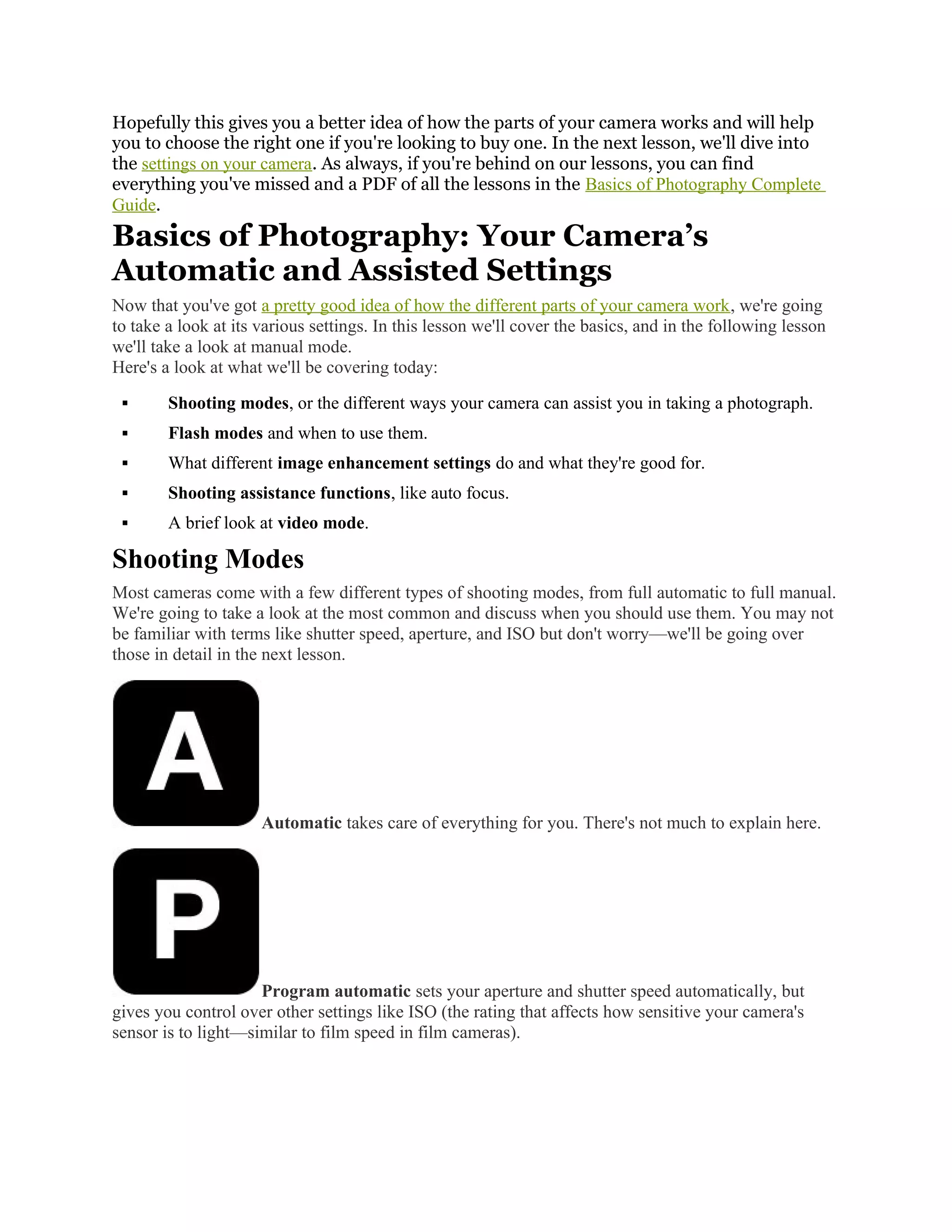 Basics of photography | DOC
