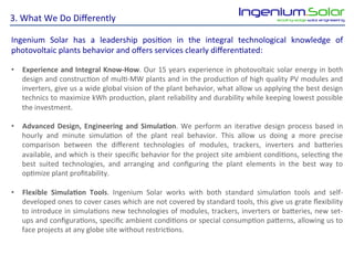 INGENIUM SOLAR. STRATEGIC CONSULTING & ADVANCED ENGINEERING FOR SOLAR ...