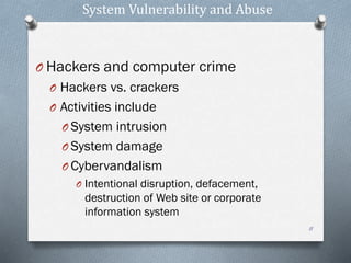 SECURITY & CONTROL OF INFORMATION SYSTEM (Management Information System ...